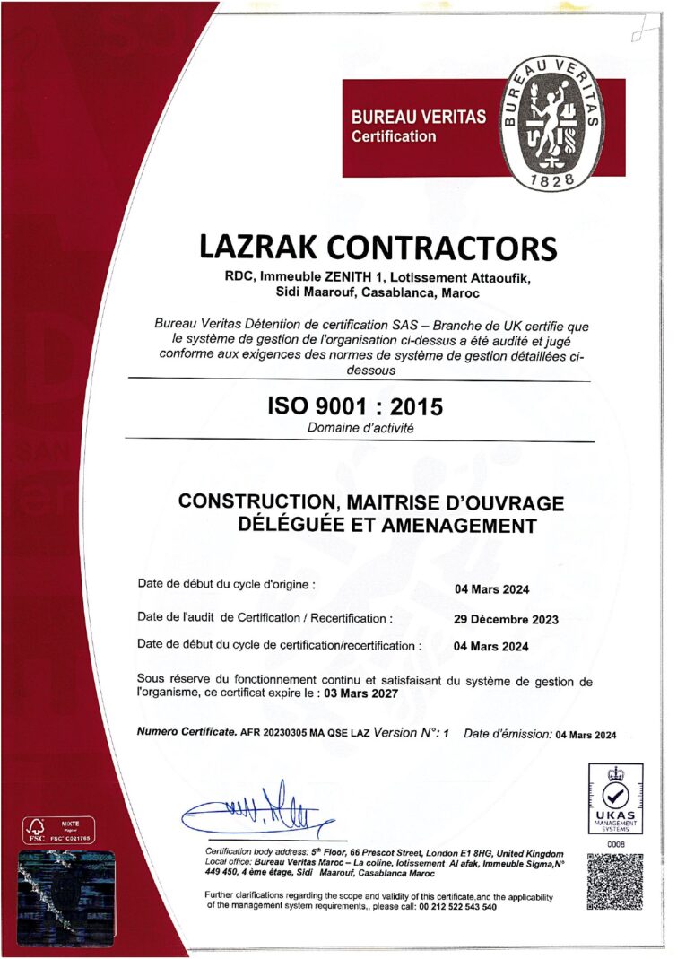 Our Certifications - Lazrak Contractors Saudi Arabia